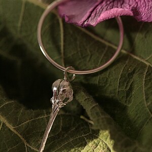 Silver Hummingbird Skull Earrings on Sterling Hoops Bird Skull Jewelry ...