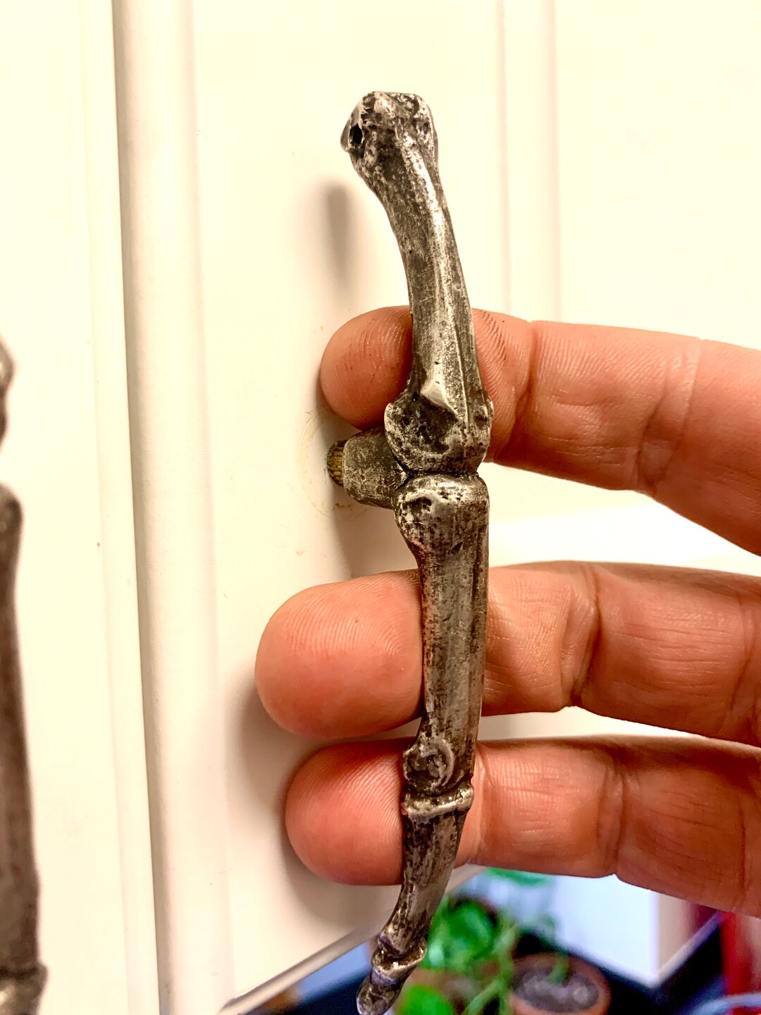 Skeleton Middle Finger Drawer Pull Cabinet Knob Silver Ox Metal Made in ...