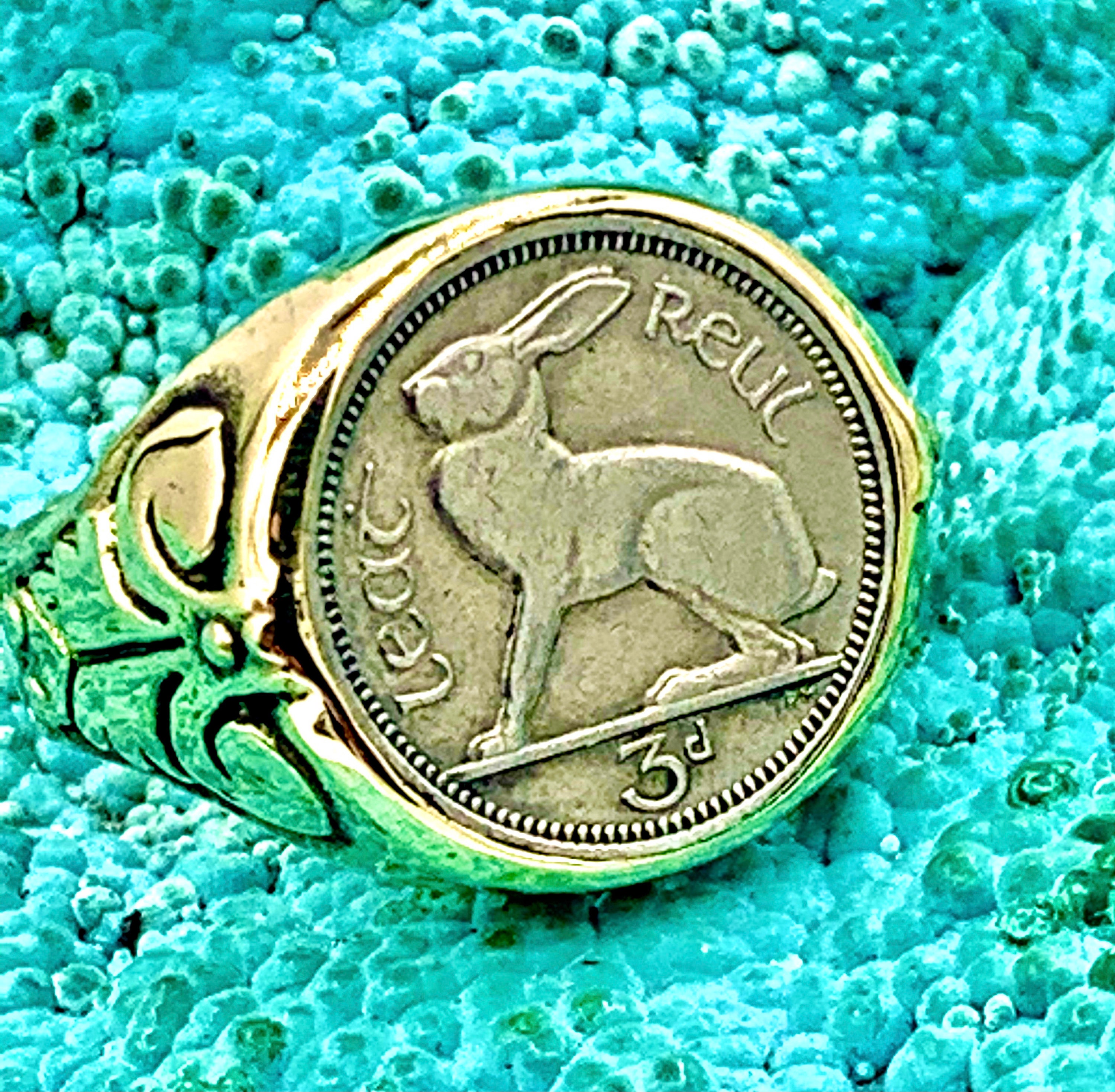 14k Gold Irish Rabbit Coin Ring - Handmade in NYC - Etsy