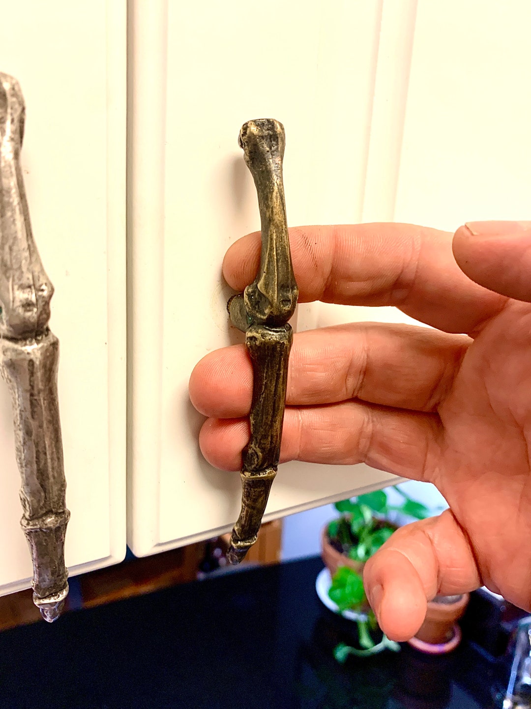 Skeleton Middle Finger Drawer Pull Cabinet Knob Bronze Oxide Plated ...