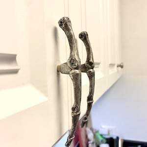 Skeleton Middle Finger Drawer Pull Cabinet Knob Silver Ox Metal Made in ...