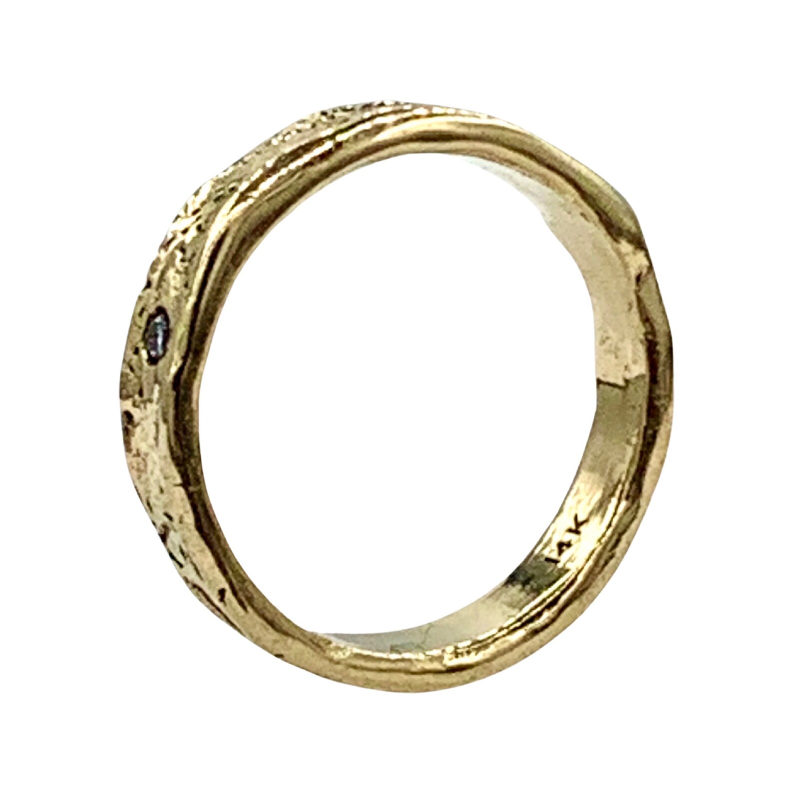 14k Gold Diamond Set Tree Bark Ring Sizes 3 to 12 Made to - Etsy