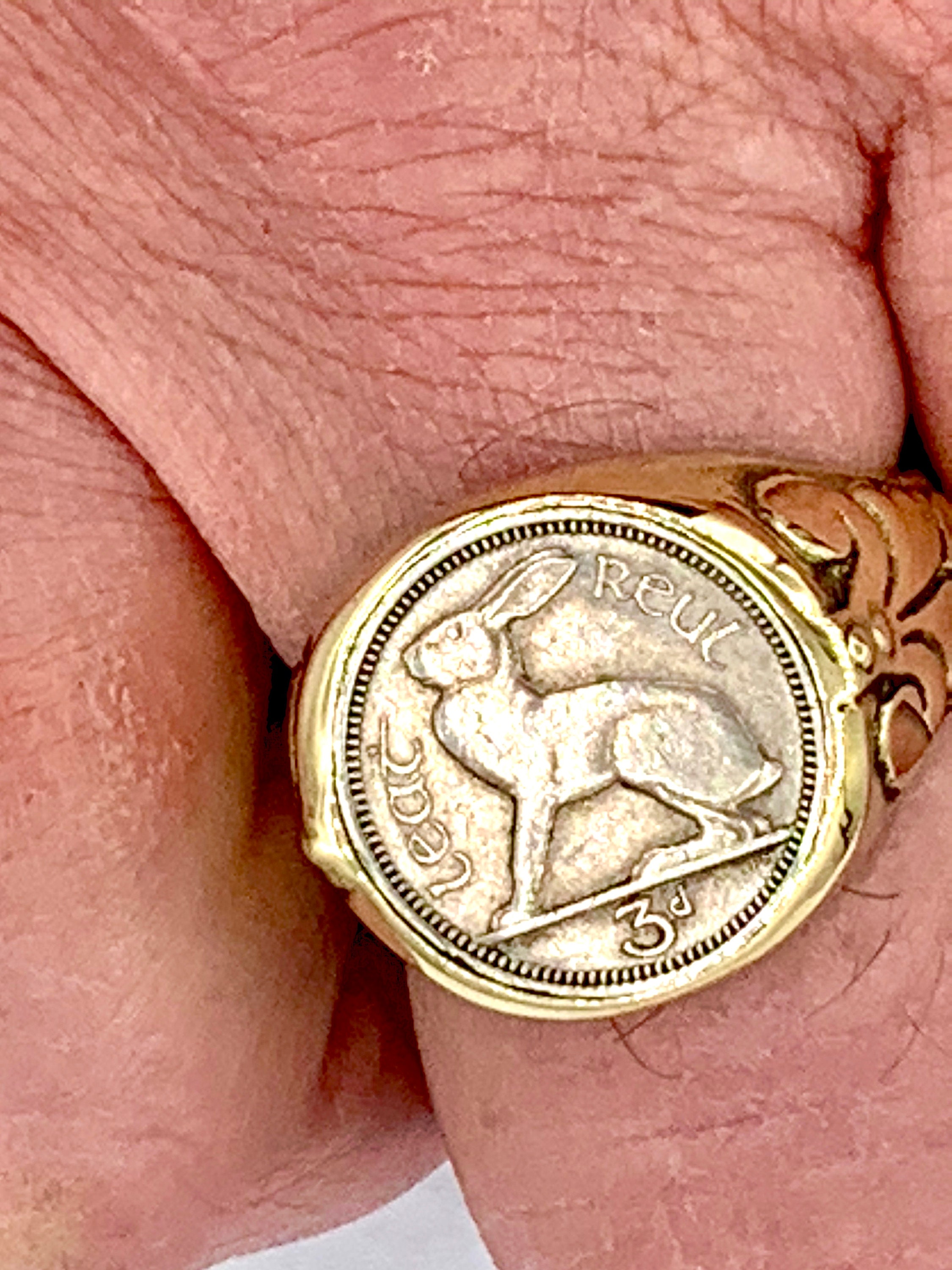 14k Gold Irish Rabbit Coin Ring - Handmade in NYC - Etsy