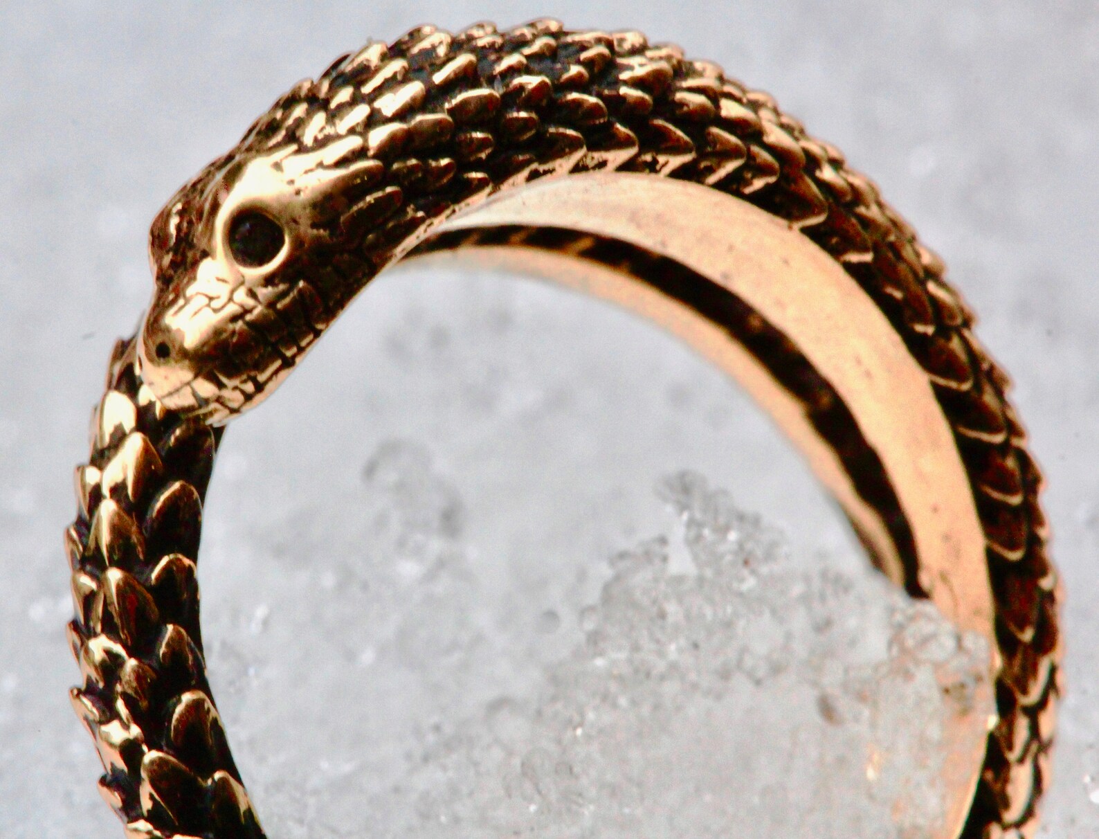 Dragon Snake Ring 14k Gold Diamond Eyes Adjustable Size Made in NYC - Etsy