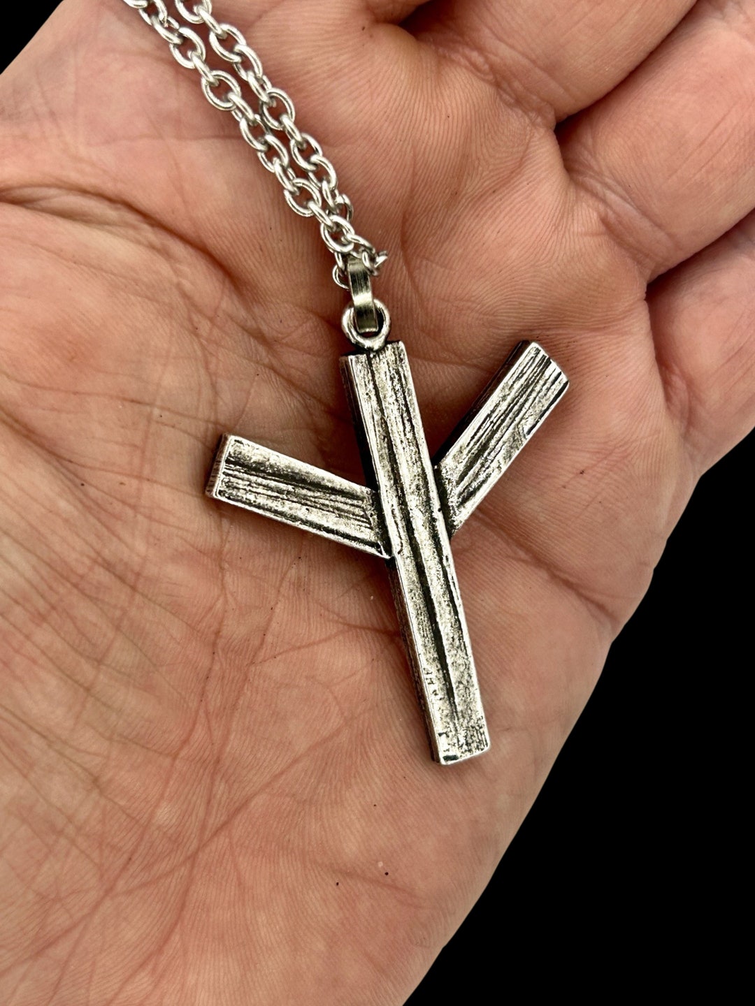 Protection Viking Rune Big Rune Algiz Necklace Made in NYC - Etsy