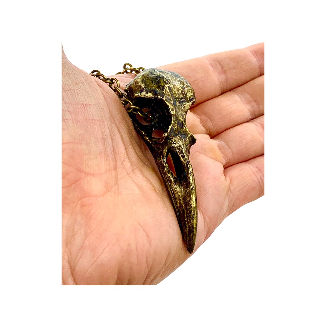 Crow Skull Necklace Life Sized Bronze Plated Made in NYC - Etsy