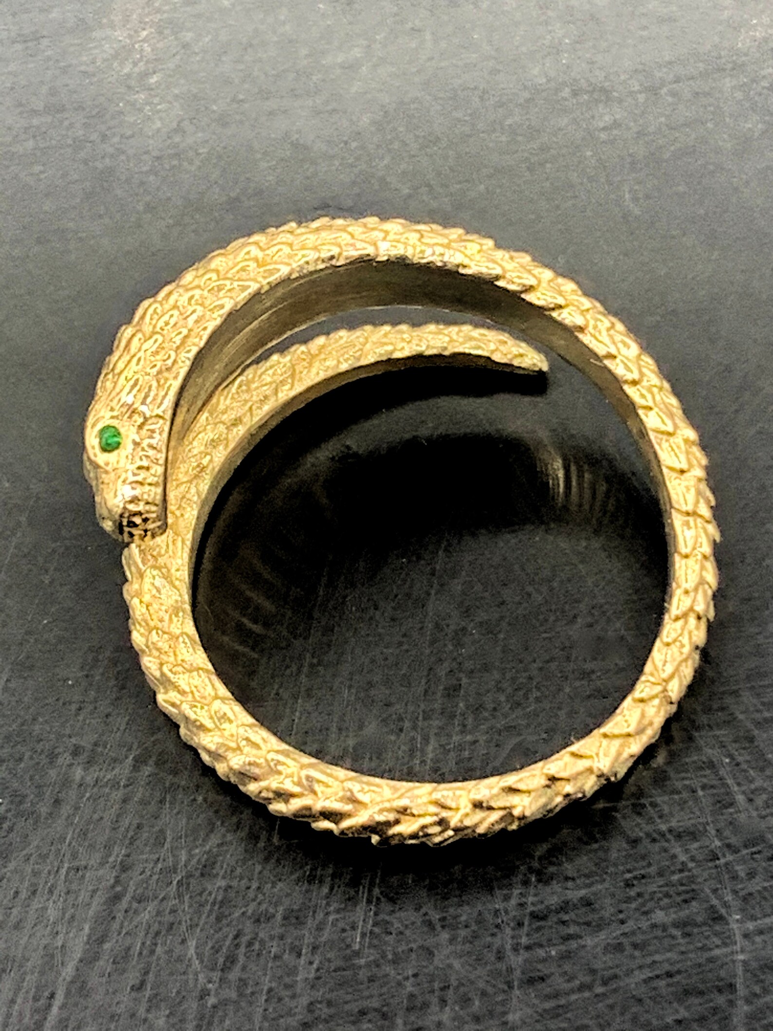 Dragon Snake Ring 14k Gold Emerald Eyes Adjustable Size Made | Etsy