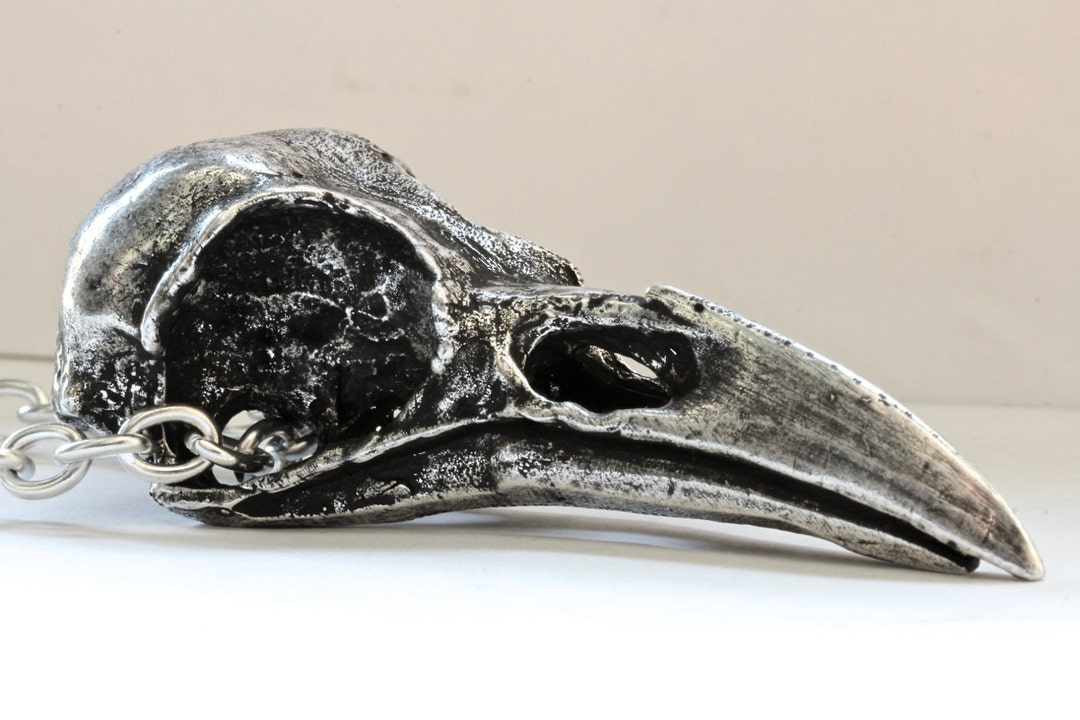 Silver Crow Skull Necklace Life Sized Made in NYC - Etsy