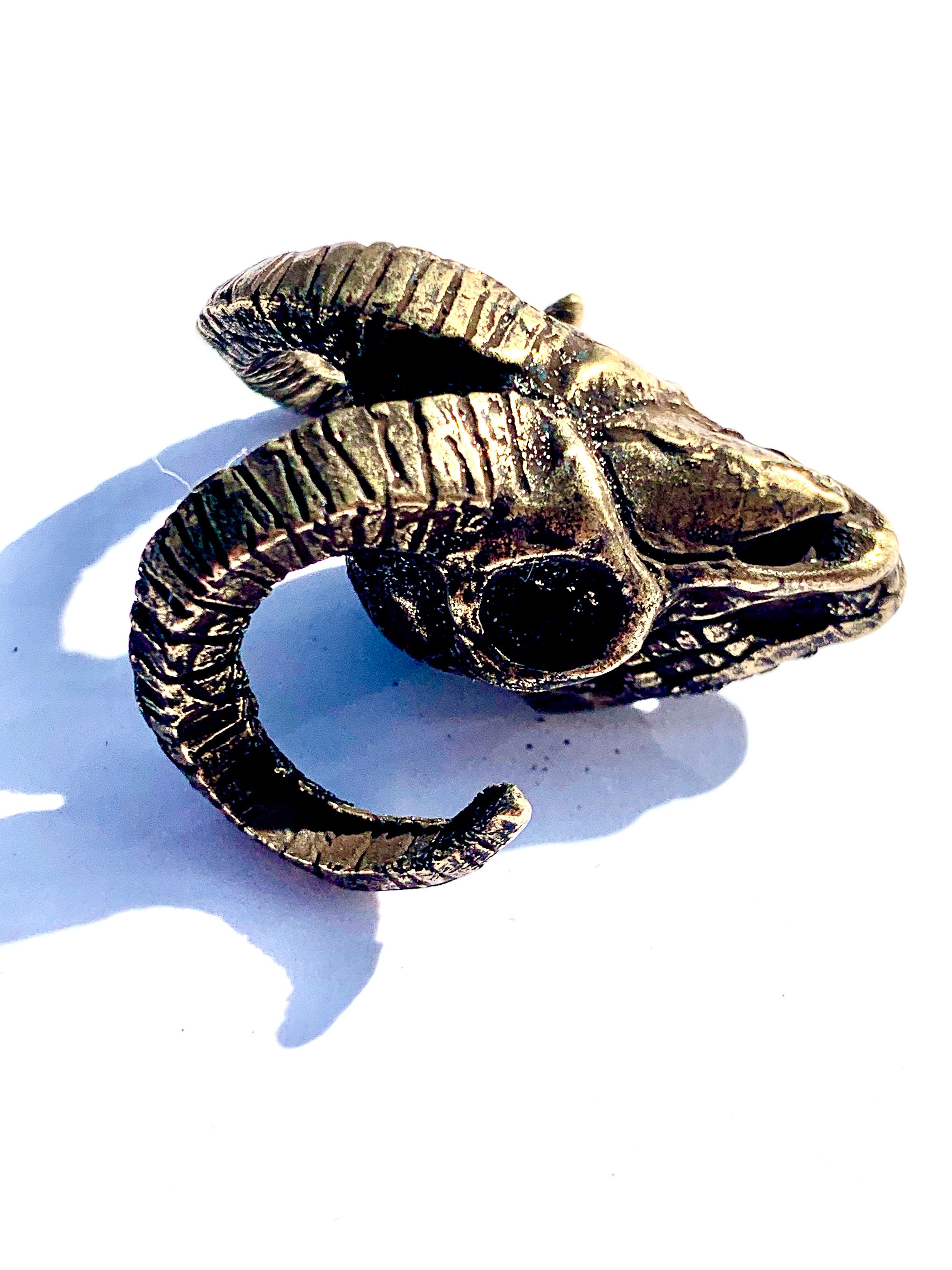 Metal Ram Skull Cabinet Knob Oxidized Bronze Finish Made in NYC Blue ...