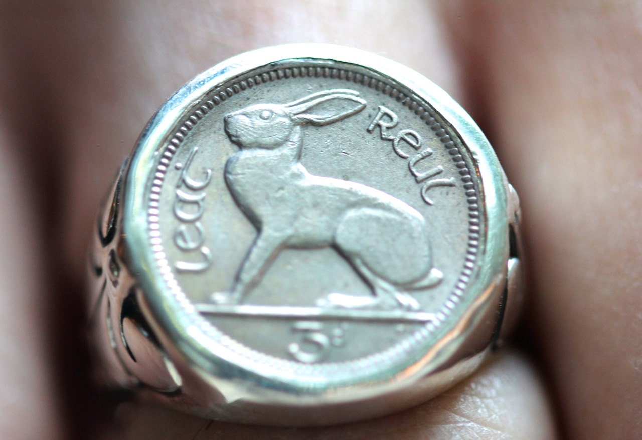 Irish Rabbit Coin Ring Sterling Silver Coin Rings by Blue Bayer Design ...