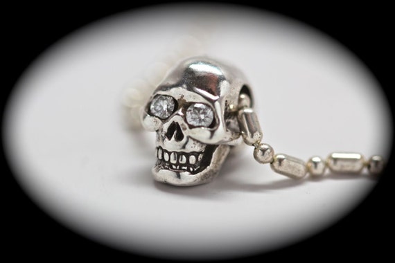 Diamond eyed human skull necklace diamond skull jewelry in | Etsy