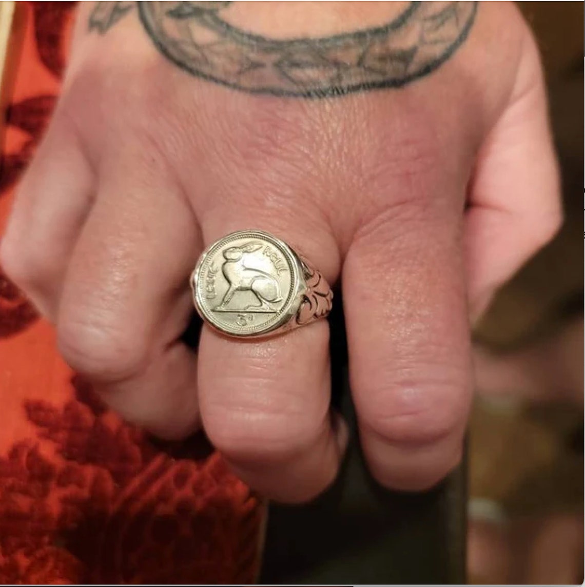 Irish Rabbit Coin Ring Sterling Silver Coin Rings by Blue - Etsy