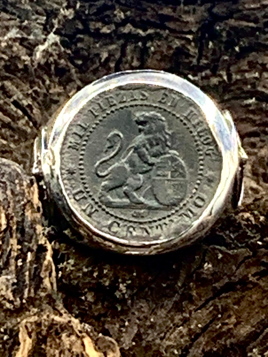 Real 1600s Spanish Maravedí Coin Ring Sterling Silver Made in NYC Blue ...