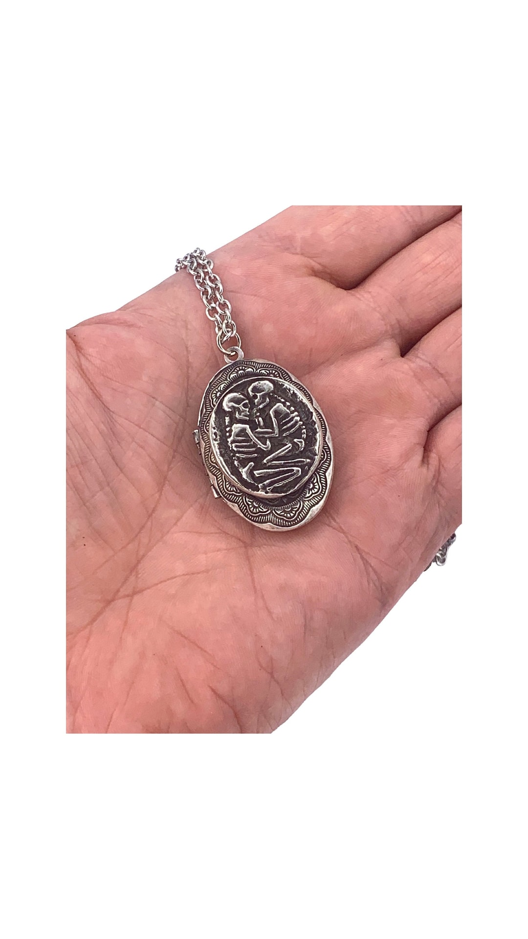 Skeleton Lovers Locket Necklace Original Design Carving Made in NYC - Etsy