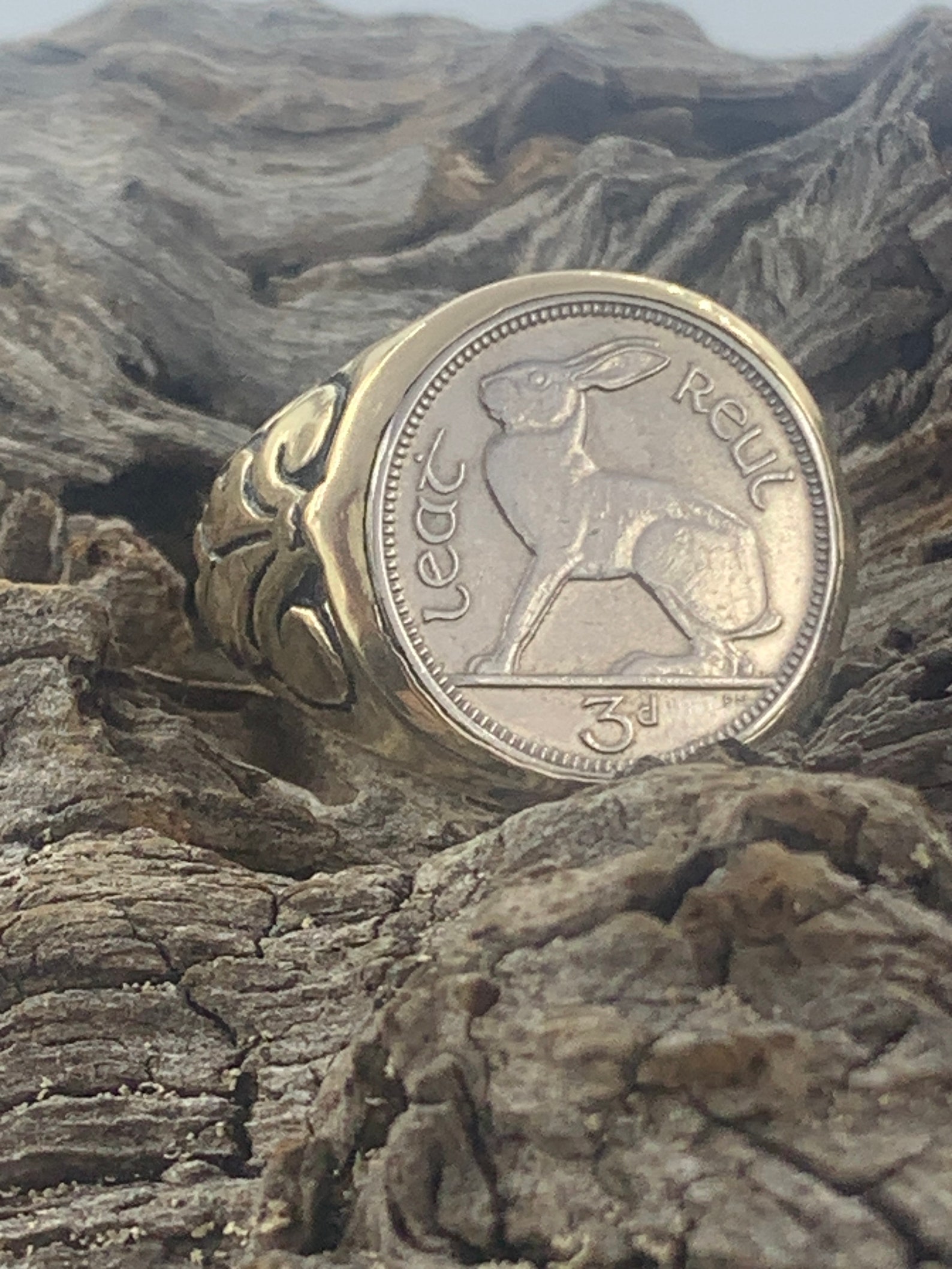 14k Gold Irish Rabbit Coin Ring - Handmade in NYC - Etsy