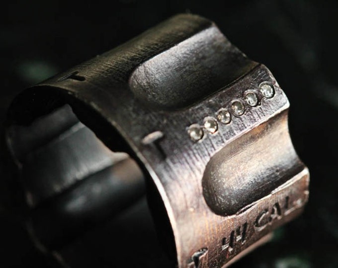Pistol Ring 44 Cal Cylinder Gun Ring 7 Diamonds in Black Sterling ...