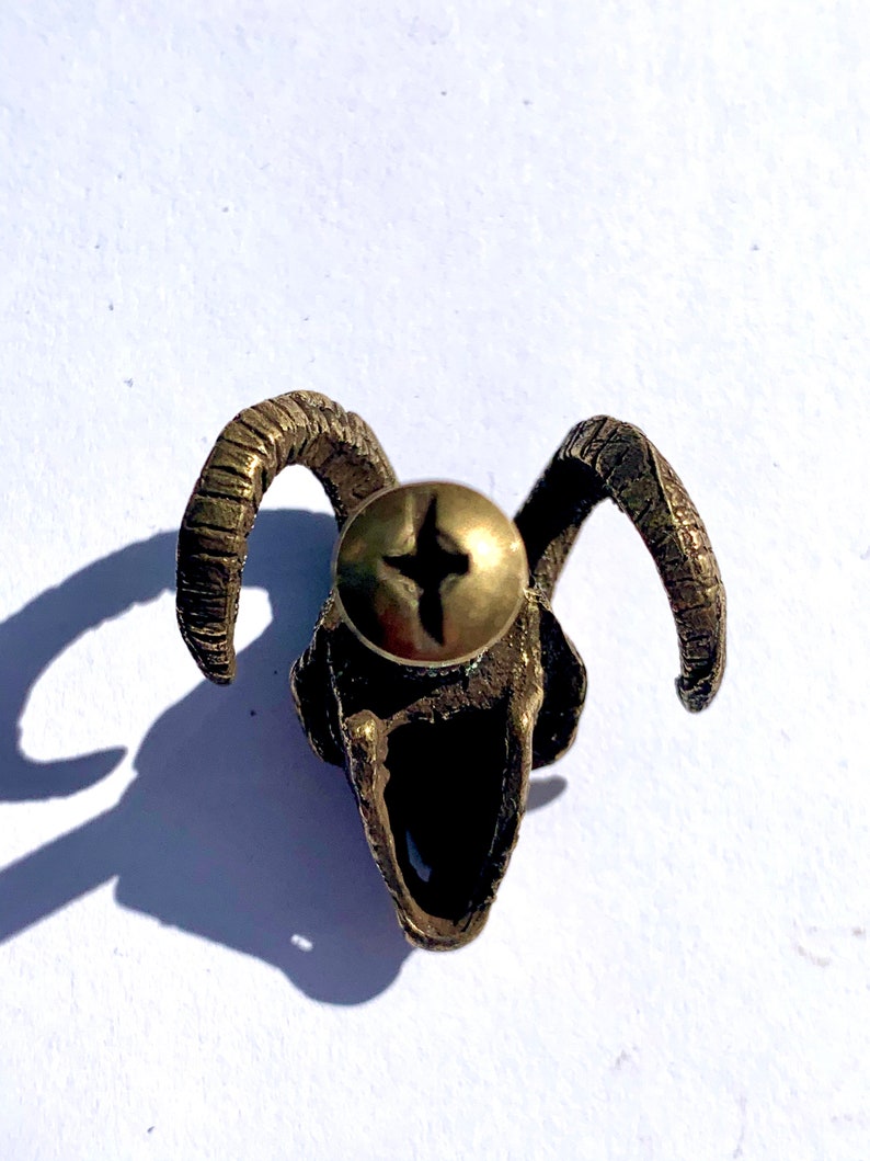 Metal Ram Skull Cabinet Knob Oxidized Bronze Finish Made in NYC Blue ...