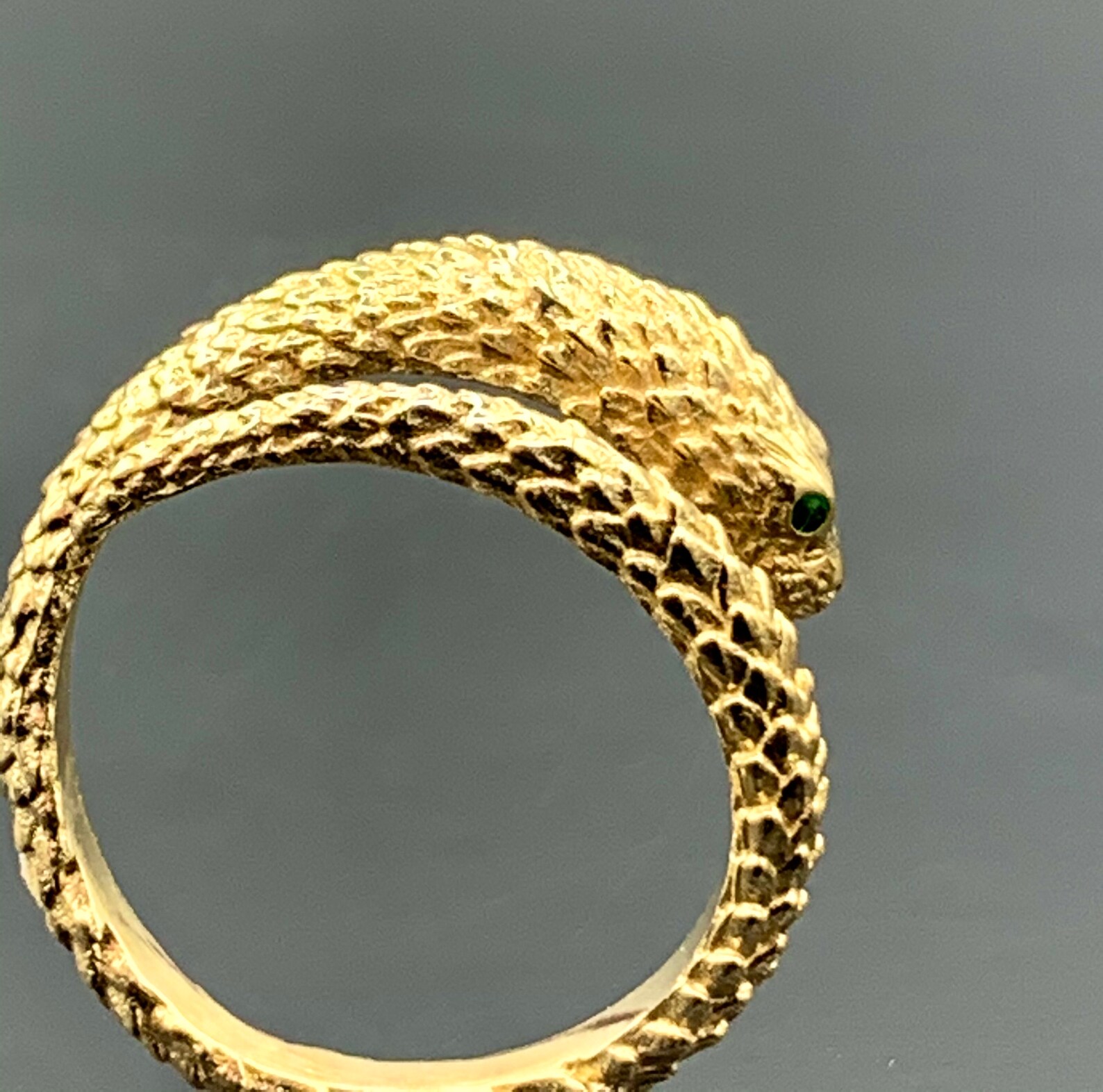 Dragon Snake Ring 14k Gold Emerald Eyes Adjustable Size Made - Etsy