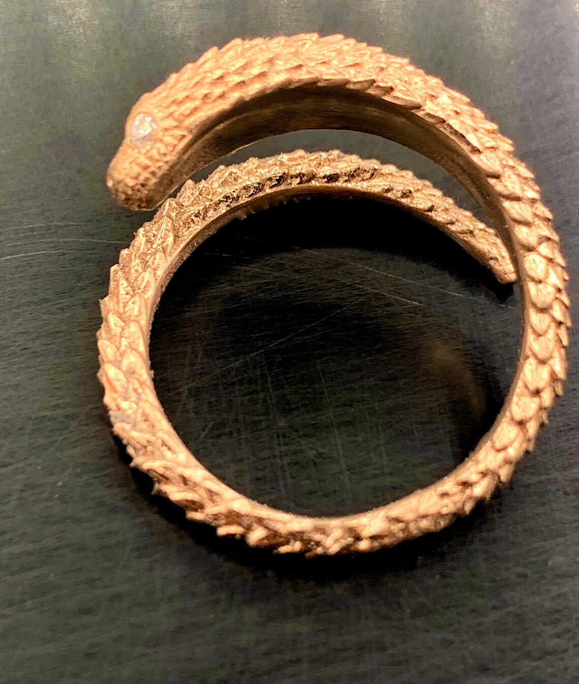 14k Rose Gold Dragon Snake Ring Diamond Eyes Adjustable Made - Etsy