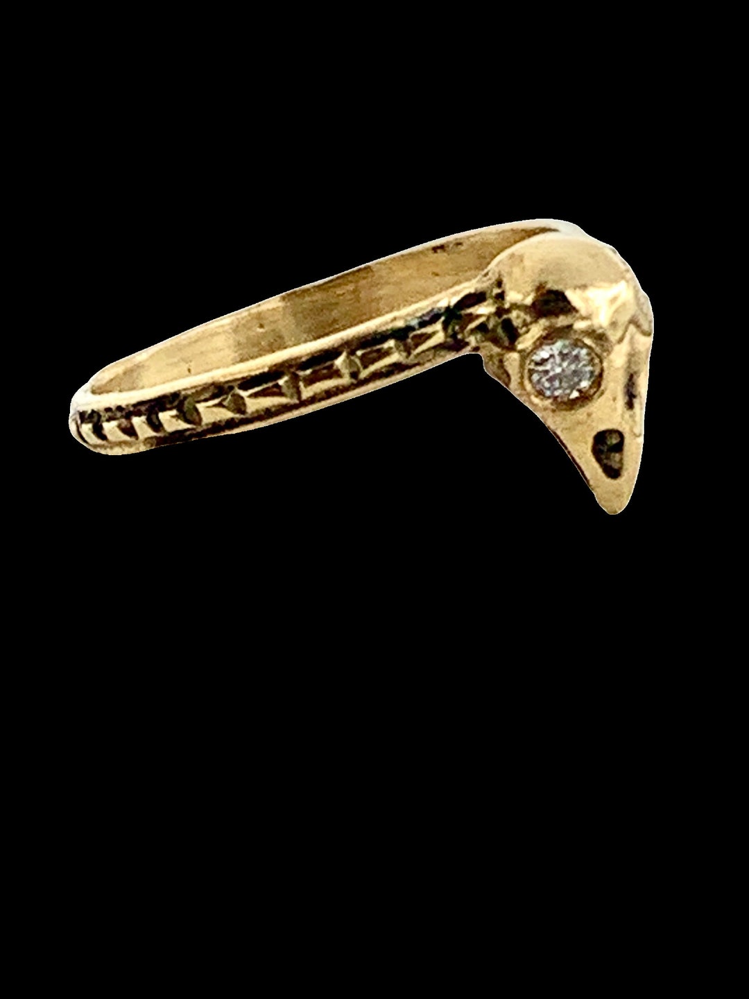 Solid 14k Bird Skull Ring Diamond Eyed Bird Skull Jewelry Blue Bayer ...