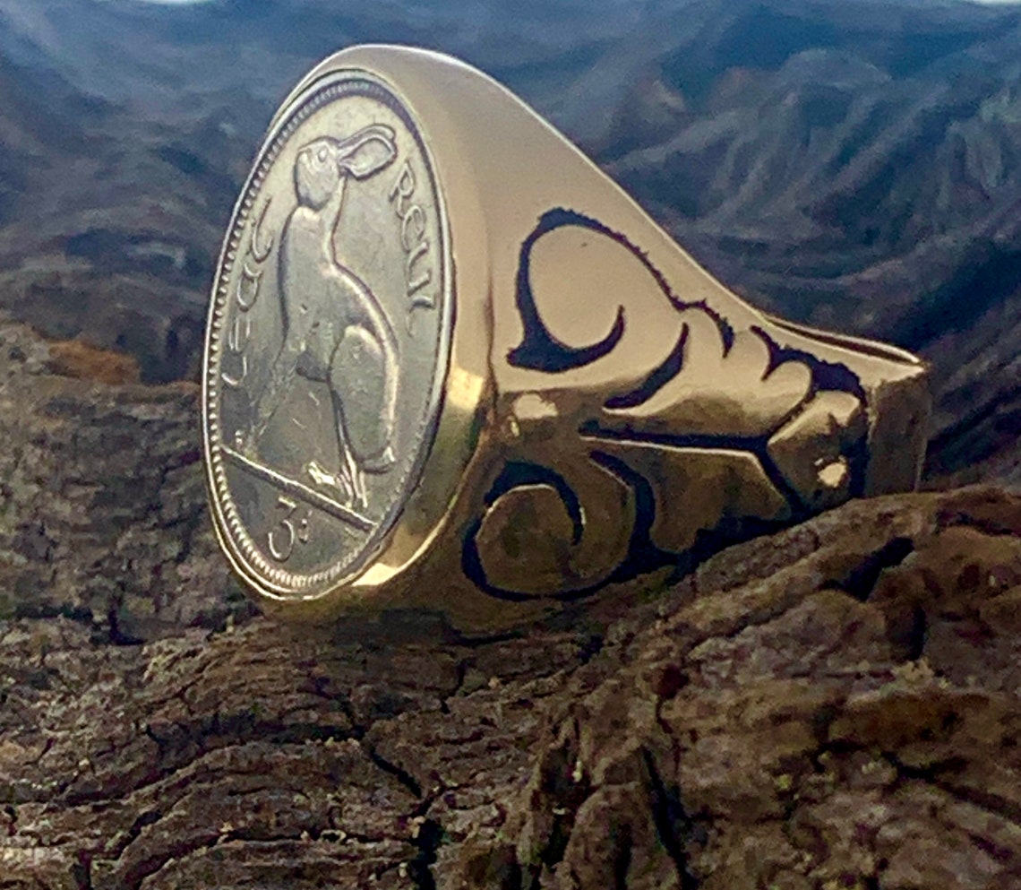 14k Gold Irish Rabbit Coin Ring - Handmade in NYC - Etsy