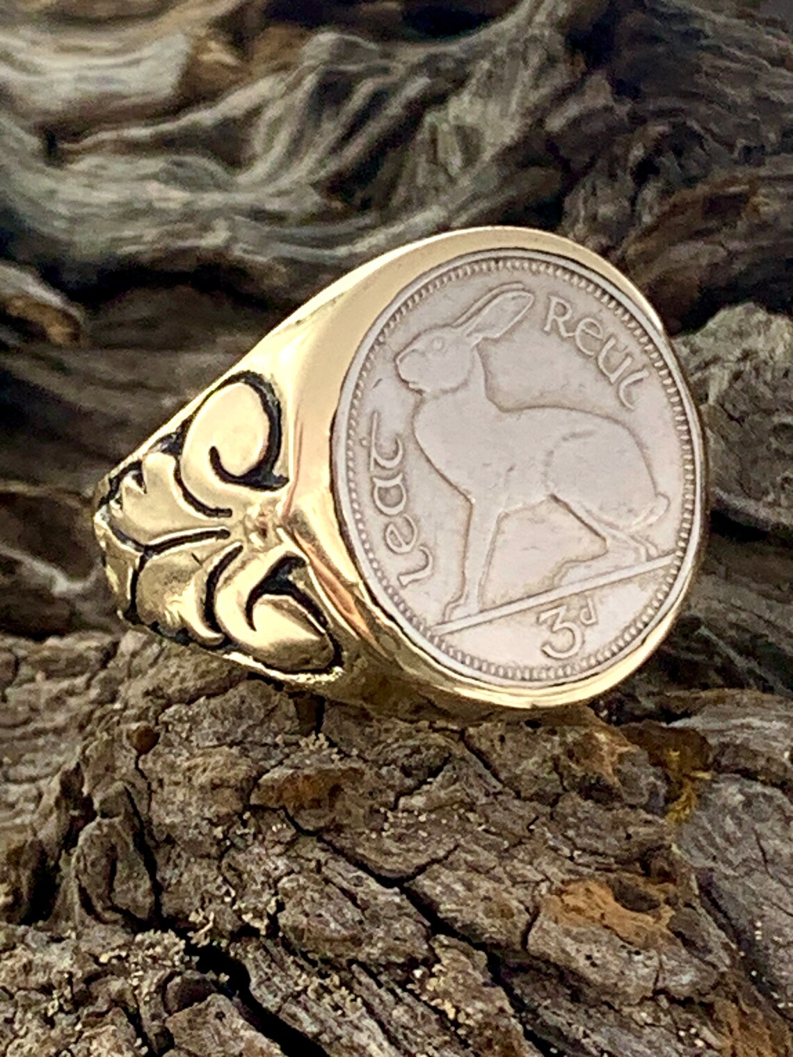 14k Gold Irish Rabbit Coin Ring - Handmade in NYC - Etsy