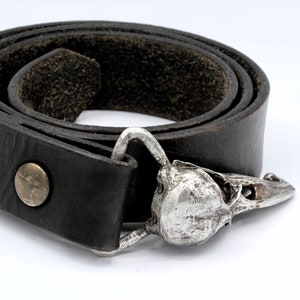 Crow Skull Belt Buckle Life Sized in Solid Pewter Silver Plated Made in ...