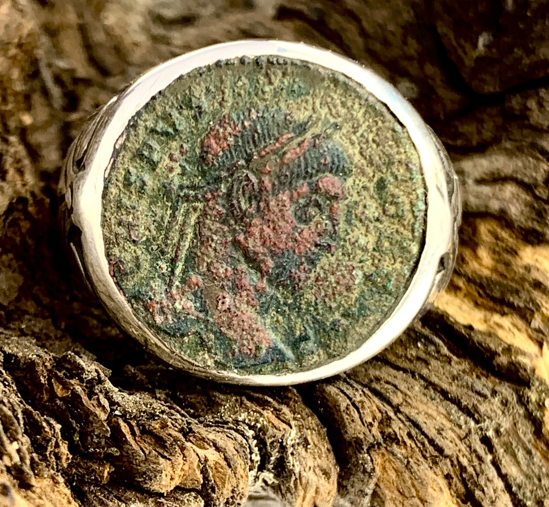 Real Roman Coin Ring Sterling Silver Made in NYC Blue Bayer Design One ...