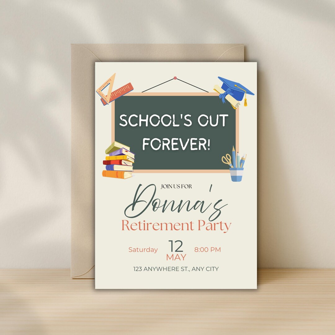 Chalkboard Teacher Retirement Party Invitation: Editable Canva Template ...