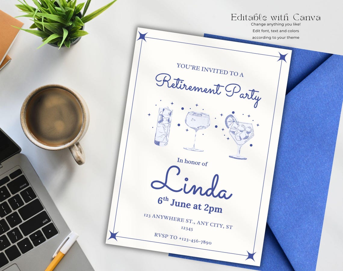 Editable Retirement Party Invitation Template | Instant Download ...