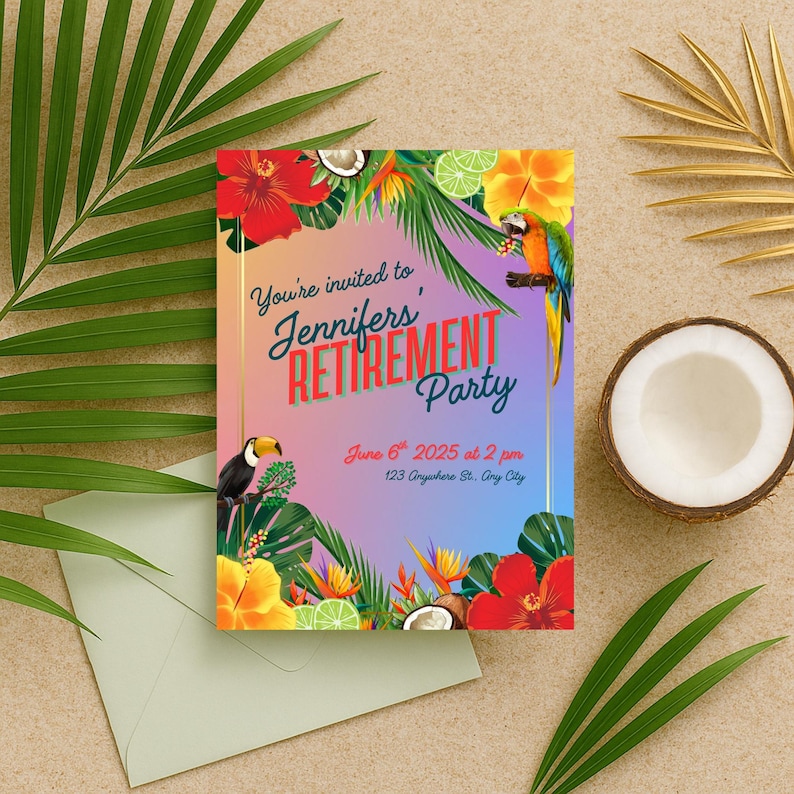 Tropical Retirement Party Invitation: Margaritaville Theme (digital ...