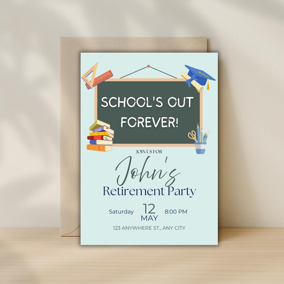Teacher Retirement Party Invitation: Chalkboard Design (printable ...