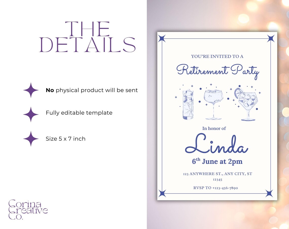 Editable Retirement Party Invitation Template | Instant Download ...