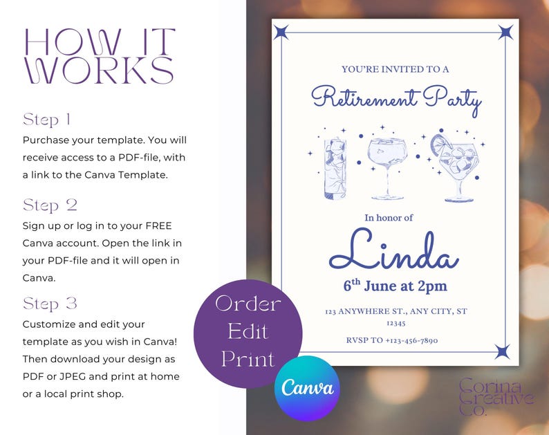 Editable Retirement Party Invitation Template | Instant Download ...