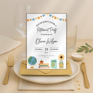 Teacher Retirement Party Invitation: School Theme, Editable Canva ...
