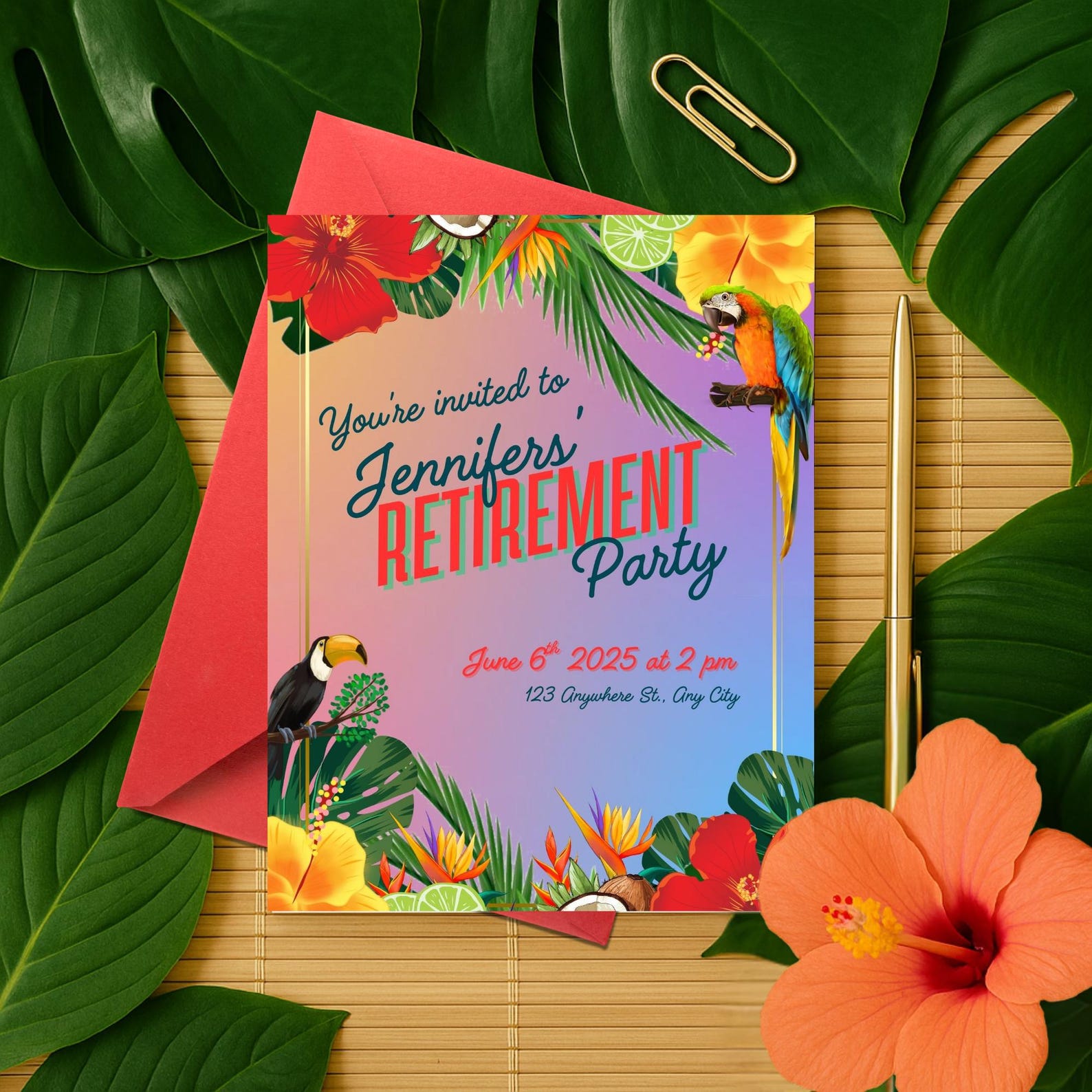 Tropical Retirement Party Invitation: Margaritaville Theme (digital ...