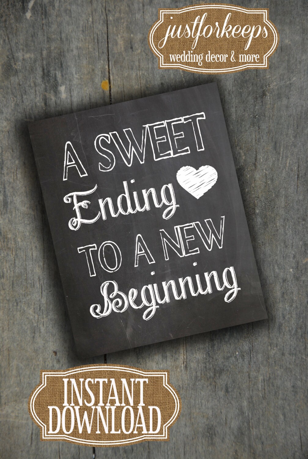 A Sweet Ending to A New Beginning Chalkboard Printable 11x14 - Etsy