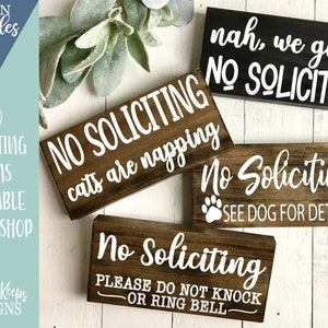 No Soliciting Sign, No Soliciting Dog Sign, Wreath Sign, No Soliciting ...
