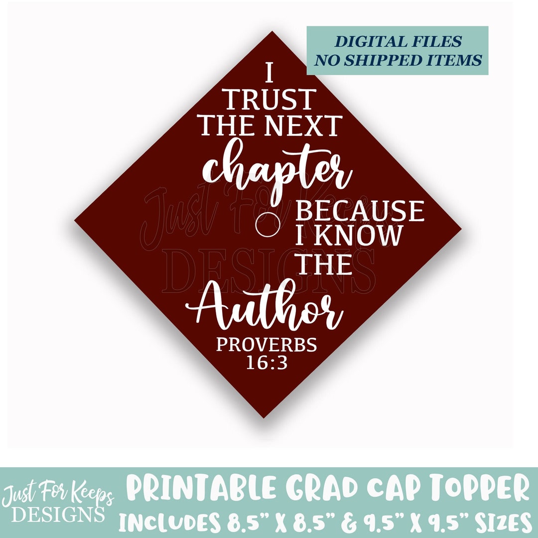 Printable Grad Cap Topper, DIY Graduation Cap Topper, Proverbs 16:3, I ...