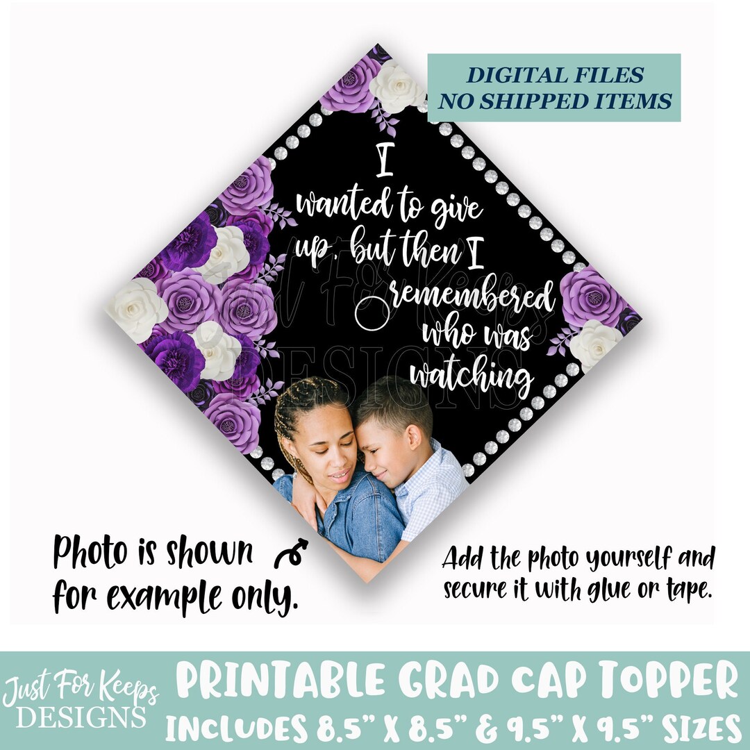 Printable Grad Cap Topper, DIY Graduation Cap Topper, Wanted to Give Up ...