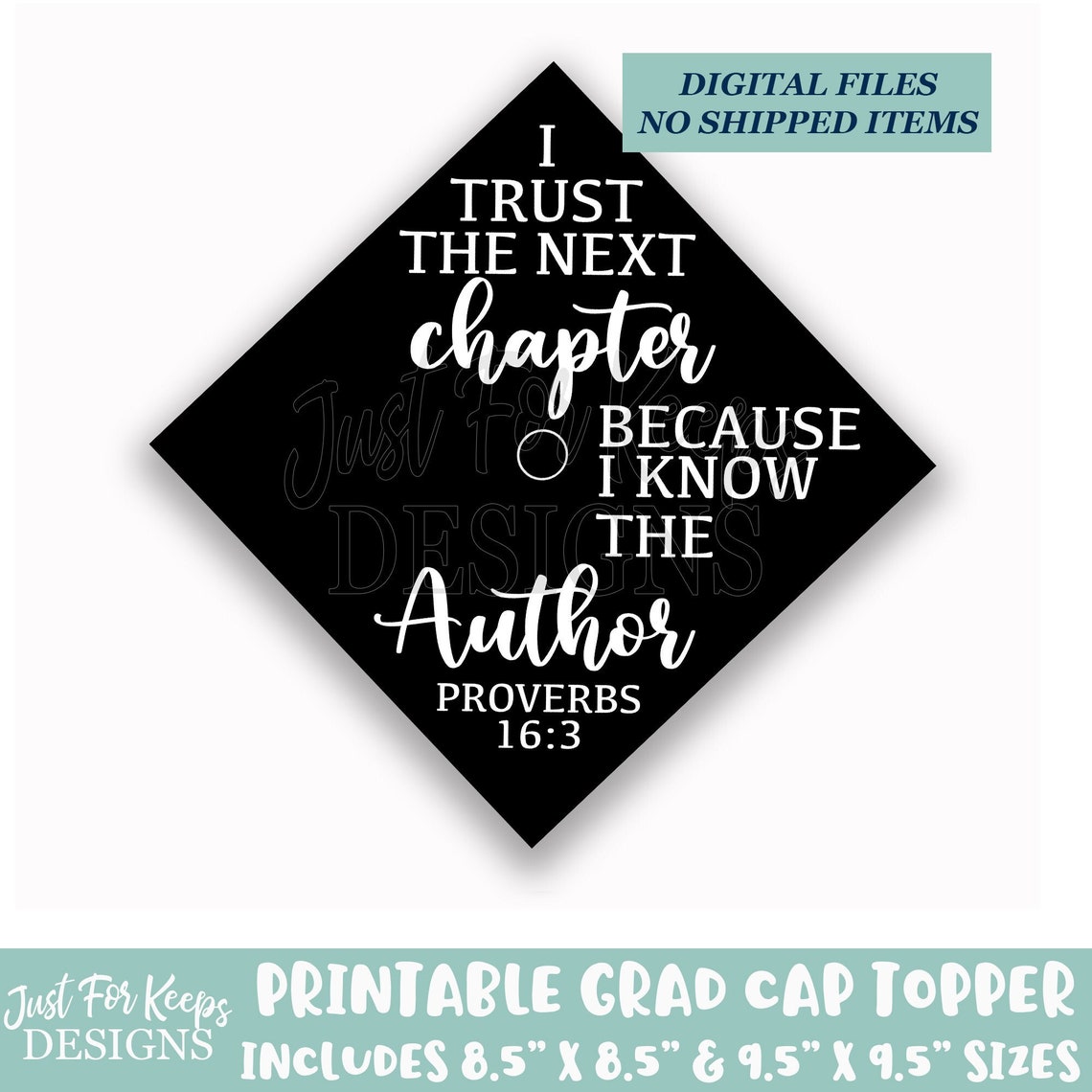 Printable Grad Cap Topper, DIY Graduation Cap Topper, Proverbs 16:3, I ...
