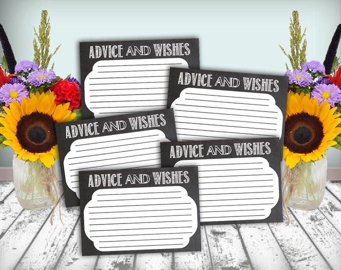 Advice and Wishes Cards Chalkboard Printable PDF JPG DIY - Etsy