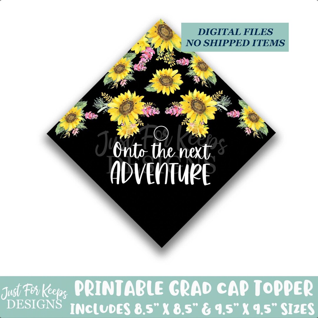 Sunflower Grad Cap Topper: DIY Printable Floral Design (JPG, PDF) - Etsy