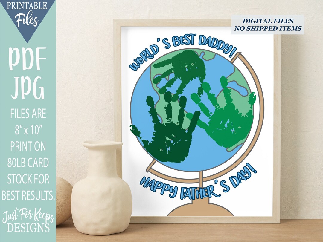 Handprint Art for Dad, Father's Day Crafts for Kids Printable ...