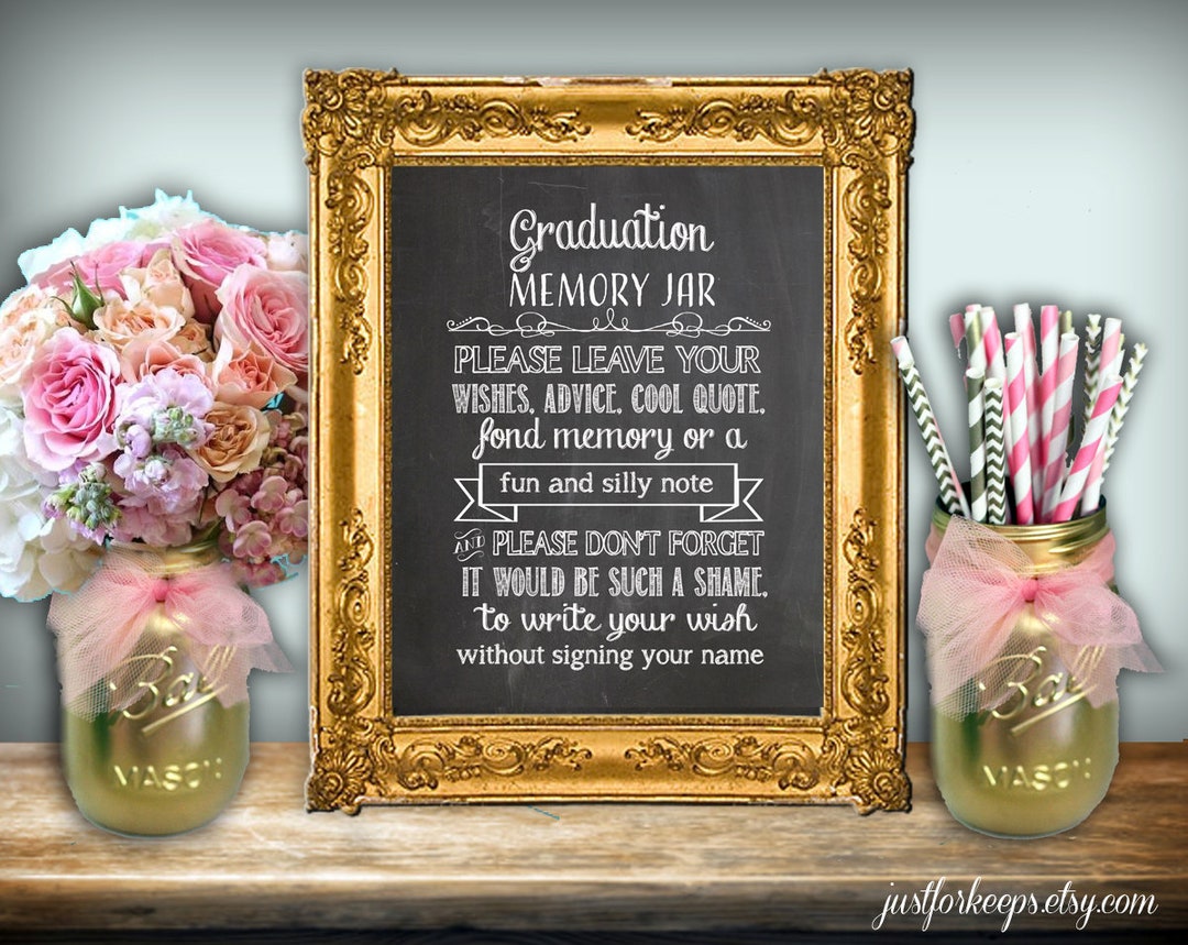 Graduation Memory Jar Printable, 8x10 PDF, DIY Sign, Wishes, Advice ...