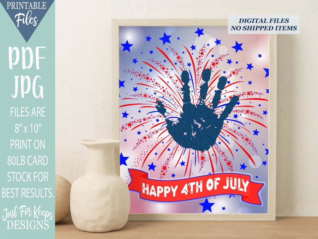 Handprint Art for 4th of July, Fourth of July Crafts for Kids Printable ...