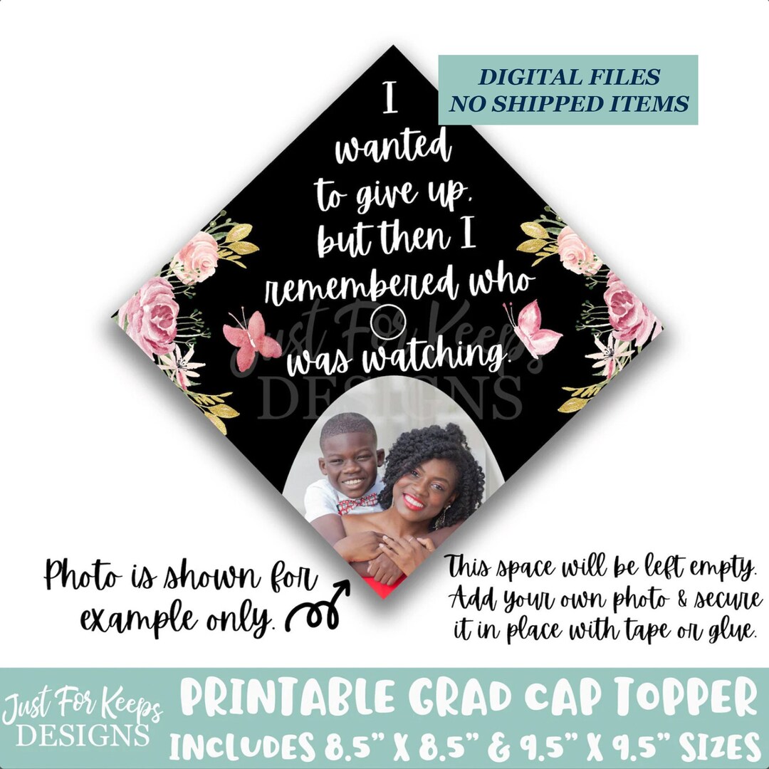 Printable Grad Cap Topper, DIY Graduation Cap Topper, Wanted to Give Up ...