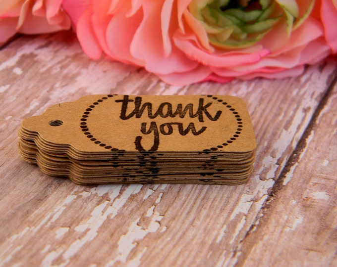 Thank You Tags Brown Cardstock Paper-set of 50 Tags - Etsy
