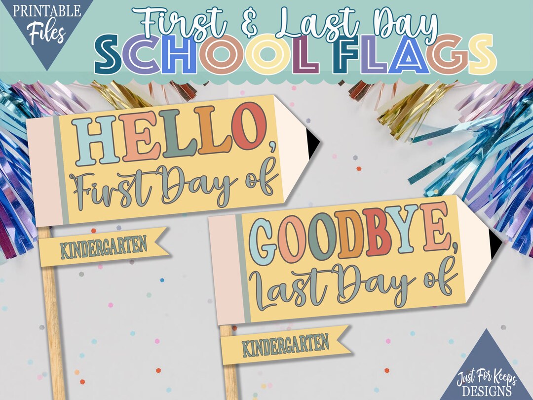 Printable First Day of School Pennant Flags, School Paper Flags, Back ...