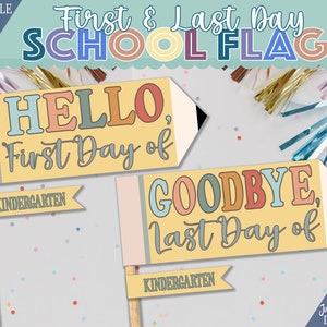 Printable First Day of School Pennant Flags, School Paper Flags, Back ...
